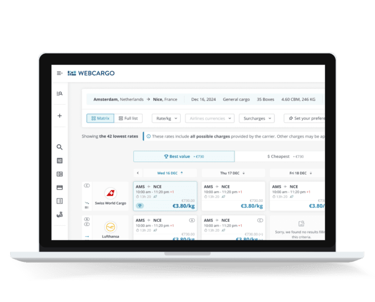 Swiss WorldCargo Booking: Tracking, Rates & Prices | WebCargo