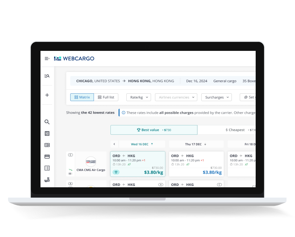 CMA CGM AIR CARGO Booking: Schedules, Rates & Prices | WebCargo