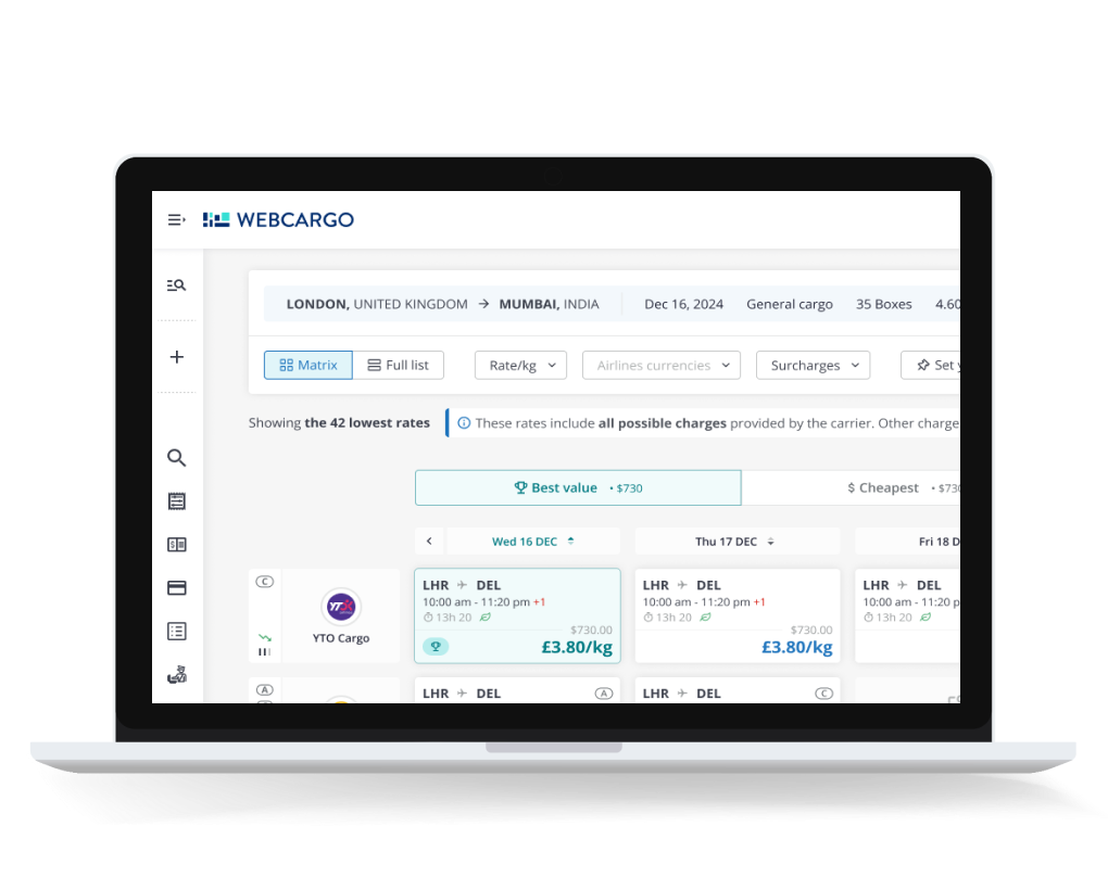 YTO Cargo Booking: Schedules, Rates & Prices | WebCargo